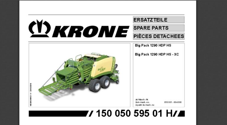 KRONE Agricultural Machinery Parts Catalog PDF Download
