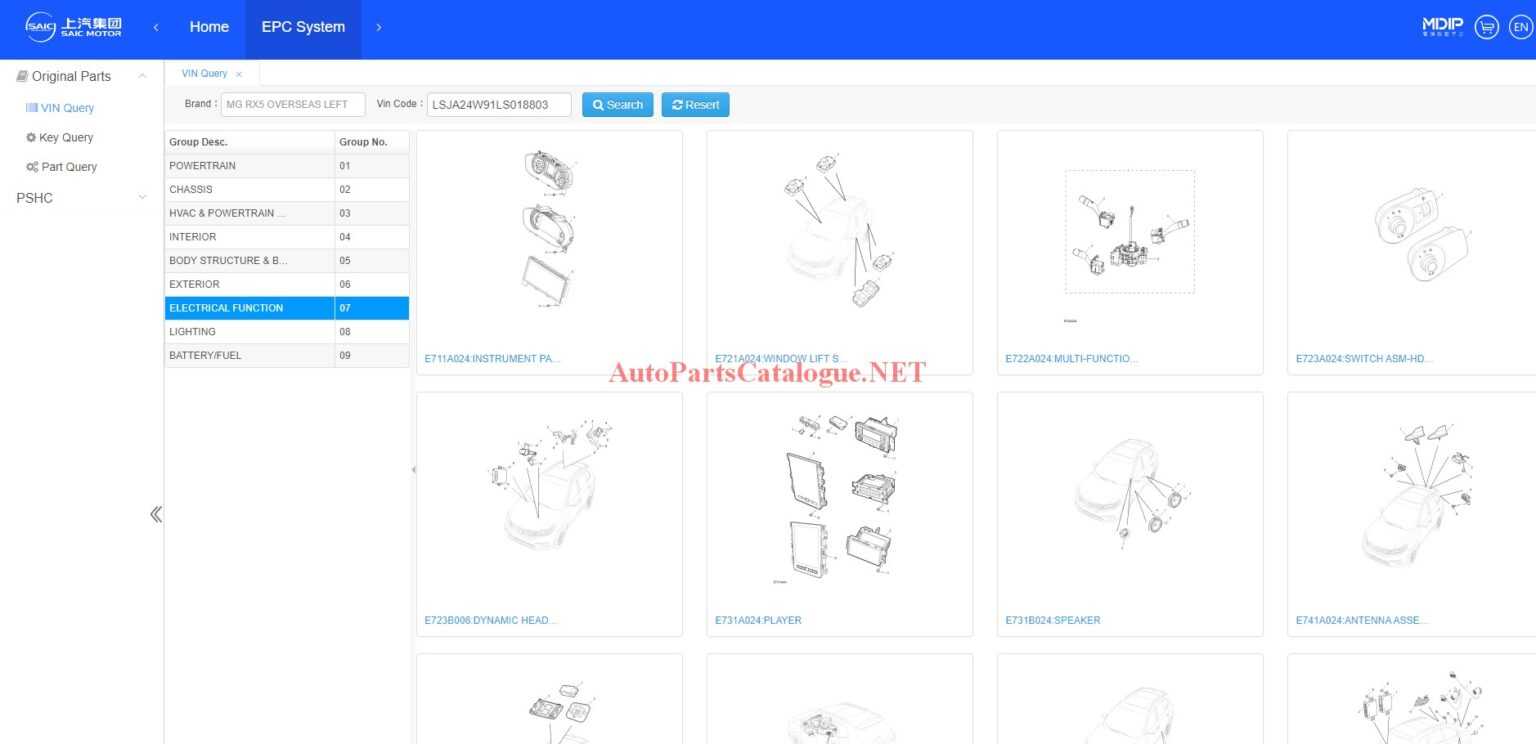 MG SAIC MOTOR EPC [2025] Online Parts Catalog
