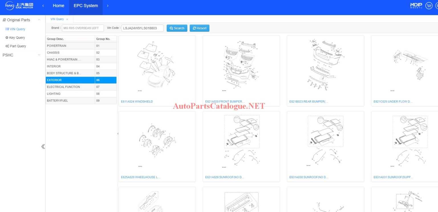 MG SAIC MOTOR EPC [2025] Online Parts Catalog