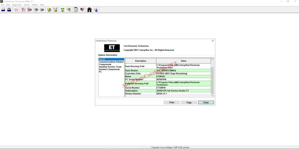 Caterpillar Electronic Technician (CAT ET 2025A) + Factory Password ...