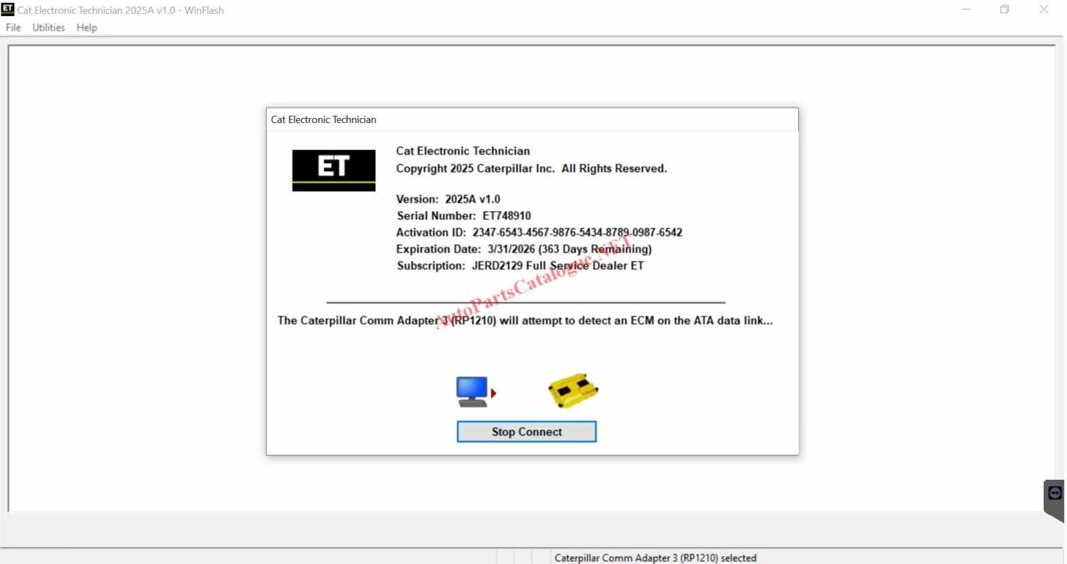 Caterpillar Electronic Technician (CAT ET 2025A) + Factory Password ...