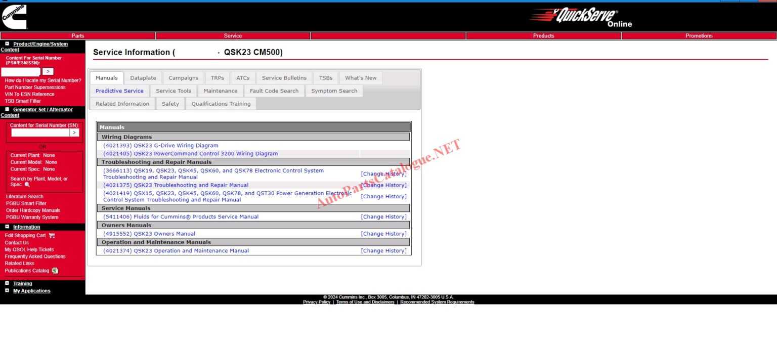 Cummins QuickServe Online [2025] Parts Catalog & Service