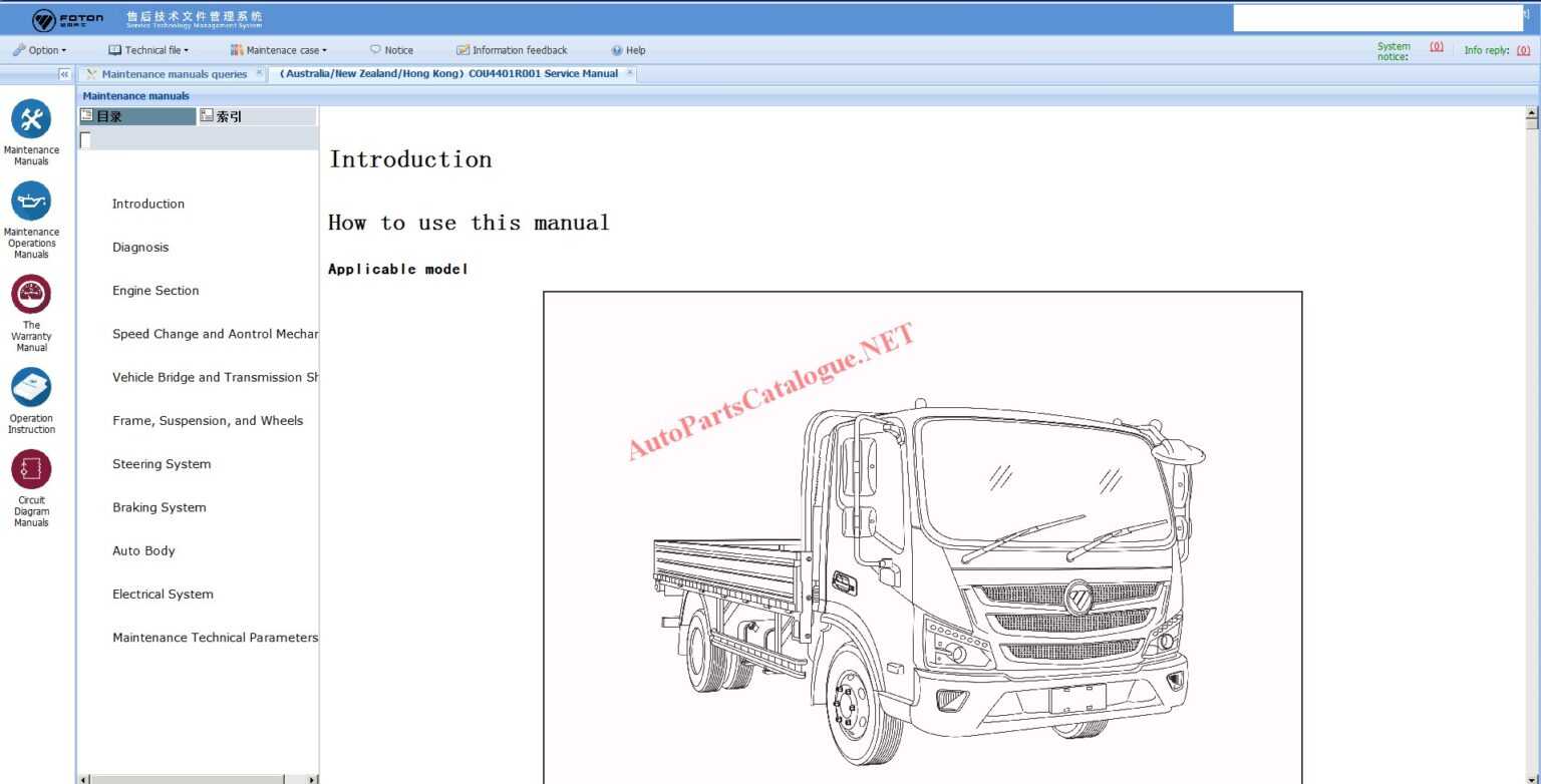 Foton EPC [2025] Online Parts Catalog & Service