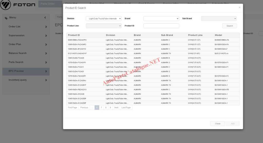 Foton EPC [2025] Online Parts Catalog & Service